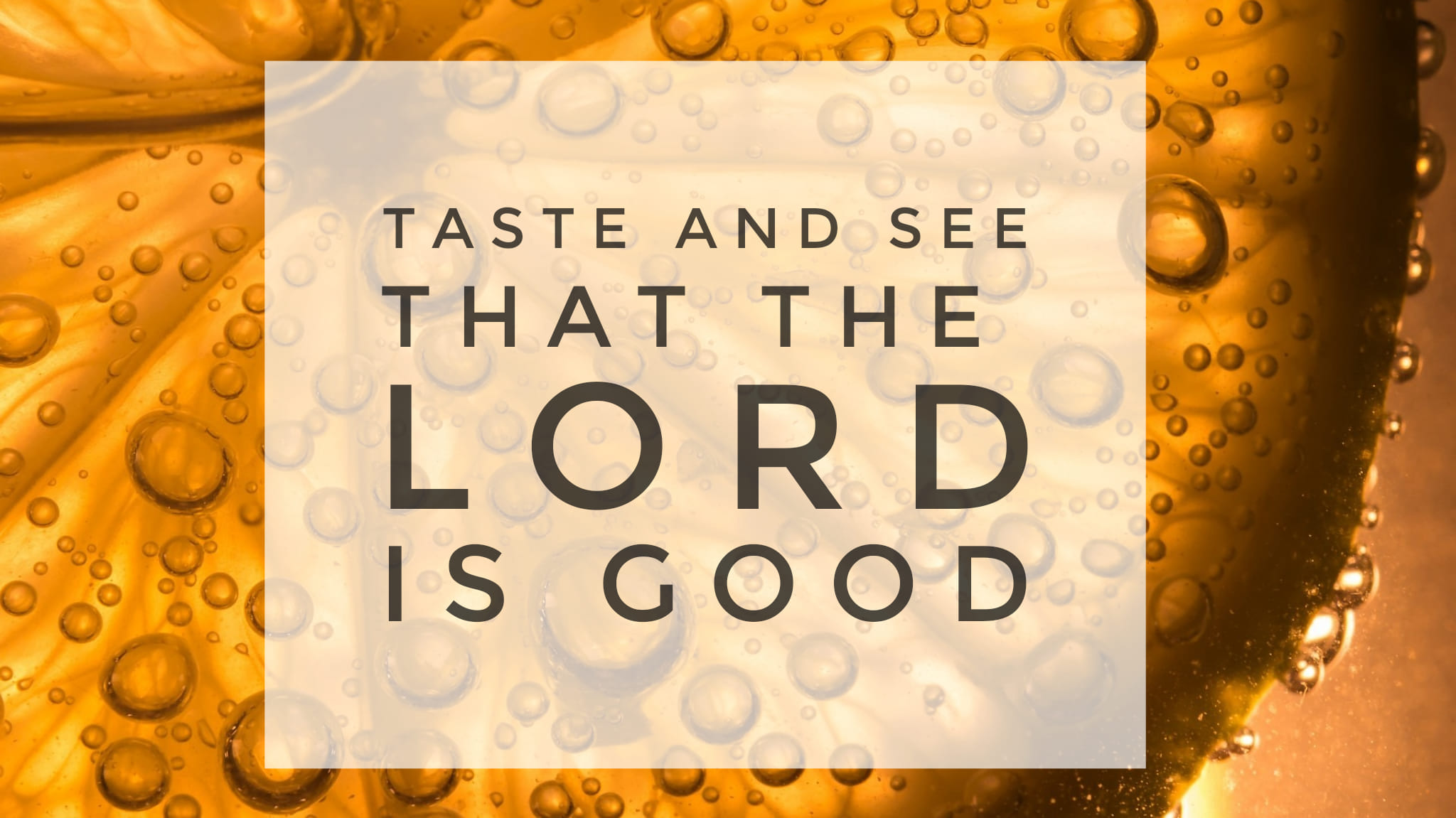 Taste and See That the Lord is Good - Psalm 34:8 - Maitland River ...